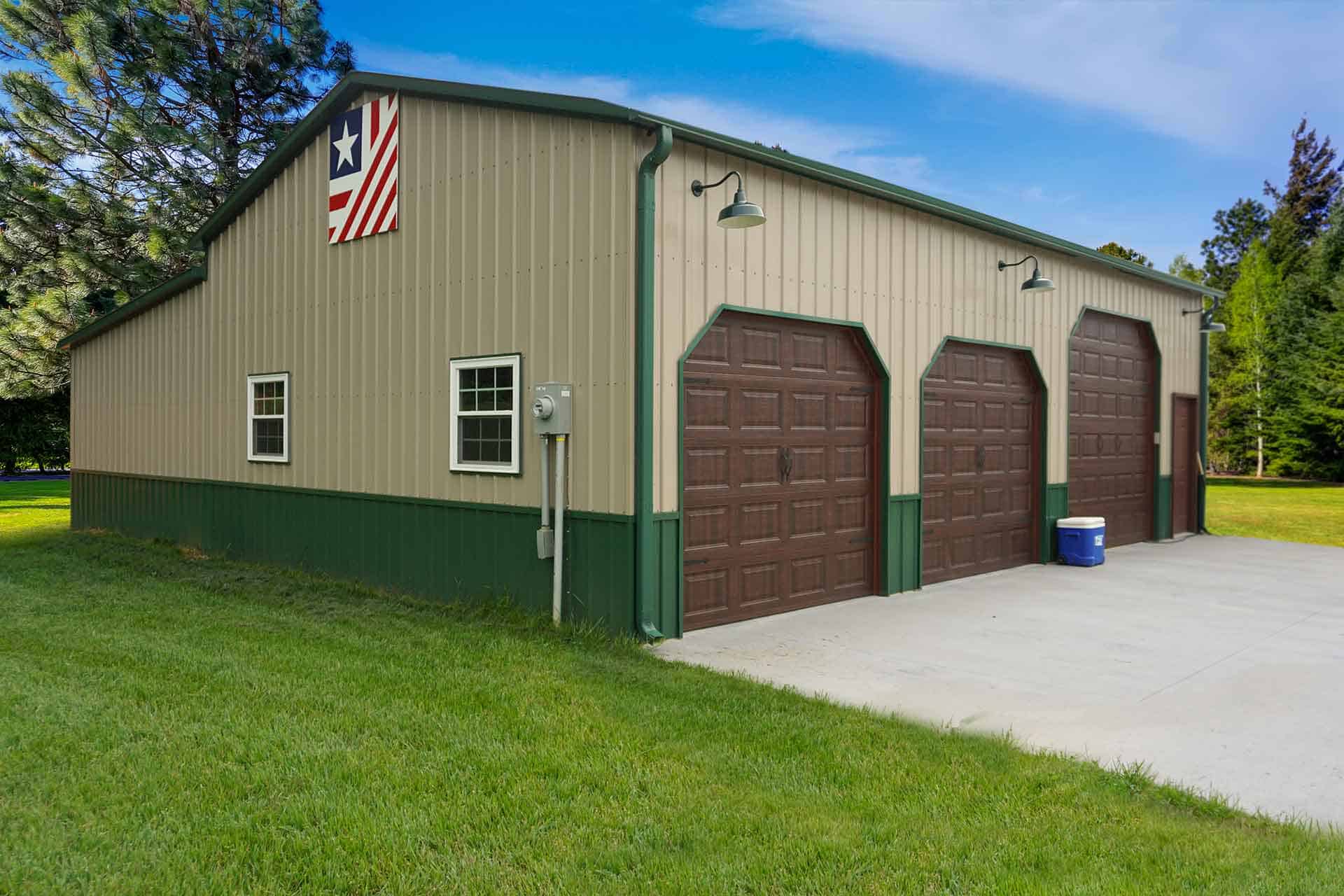 Custom-Side-Entry-Garage-with-custom-doors - Eagle Carports