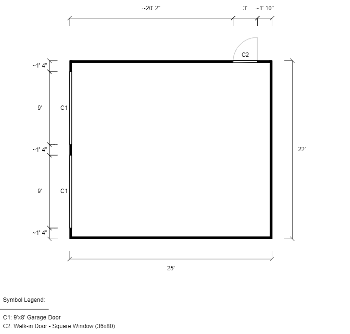 Featured Building 55 22x25x9 2D Floor Plan - Eagle Carports