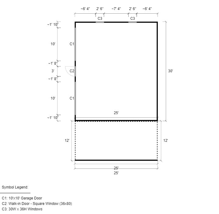 Featured Building 81 42x25x11 2D Floorplan - Eagle Carports