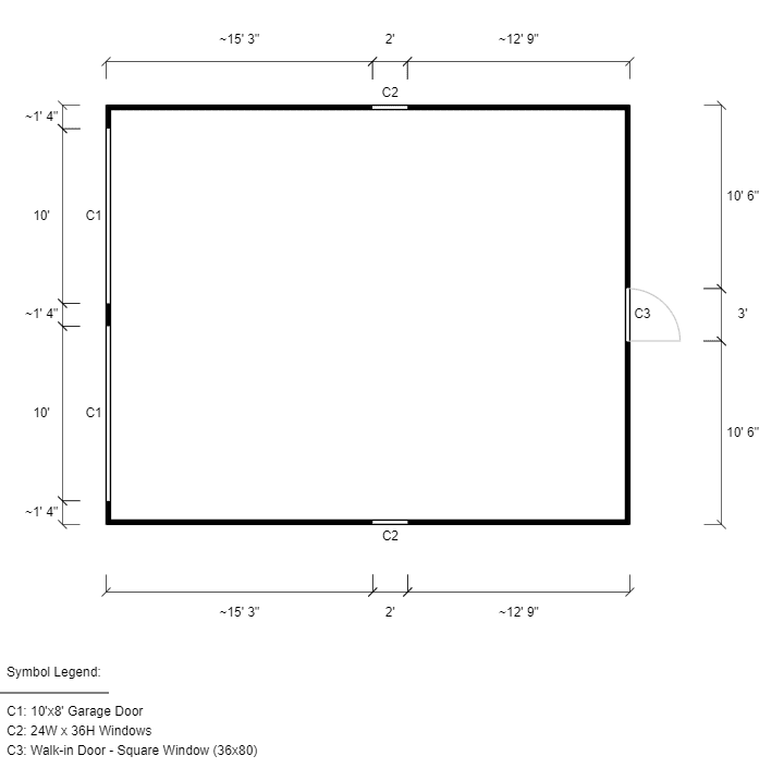 Featured Building 83 24x30x9 2D Floor Plan - Eagle Carports