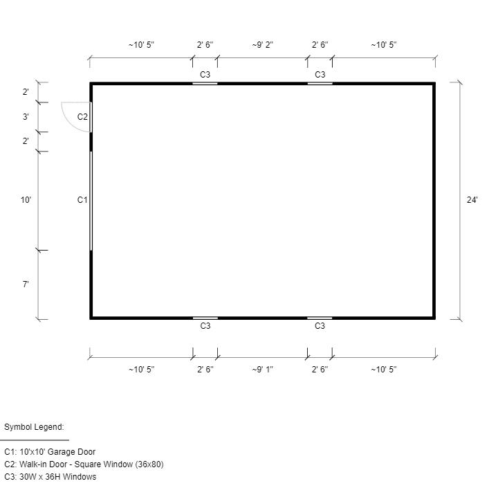 Featured Building 87 24x35x10 2D Floor Plan - Eagle Carports