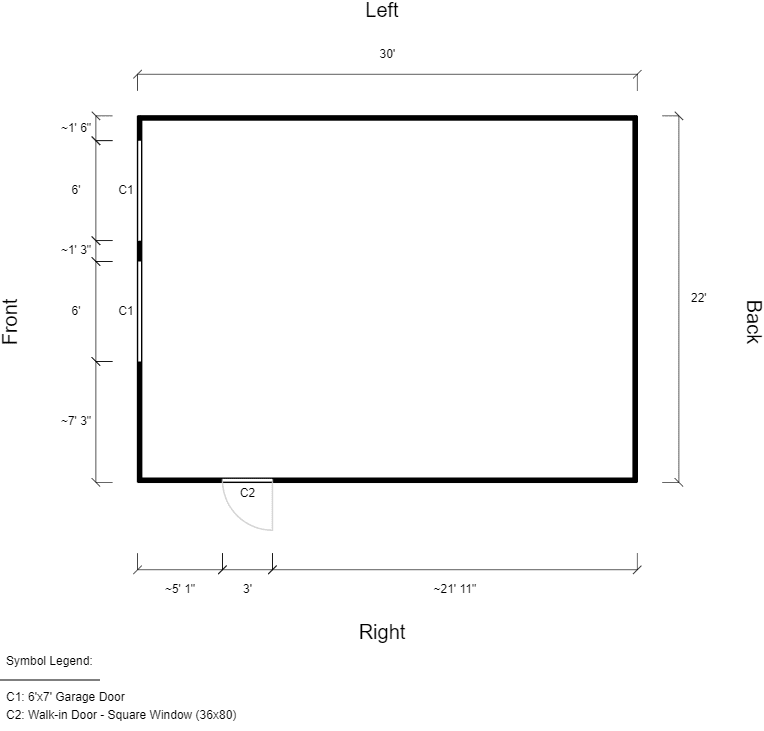 Featured Building 131 22x30x9 2D Floor Plan - Eagle Carports