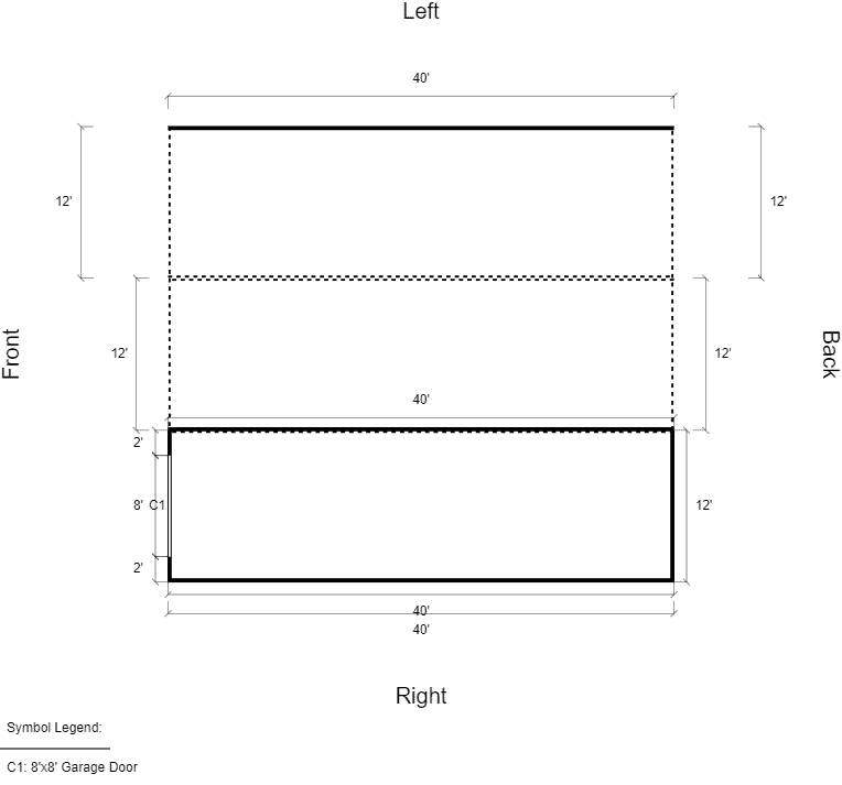 Featured Building 135 36x40x12-9 2D Floor Plan - Eagle Carports