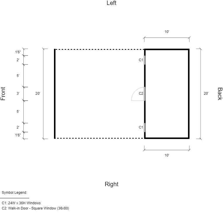 Featured Building 140 20x30x8 2D Floor Plan - Eagle Carports