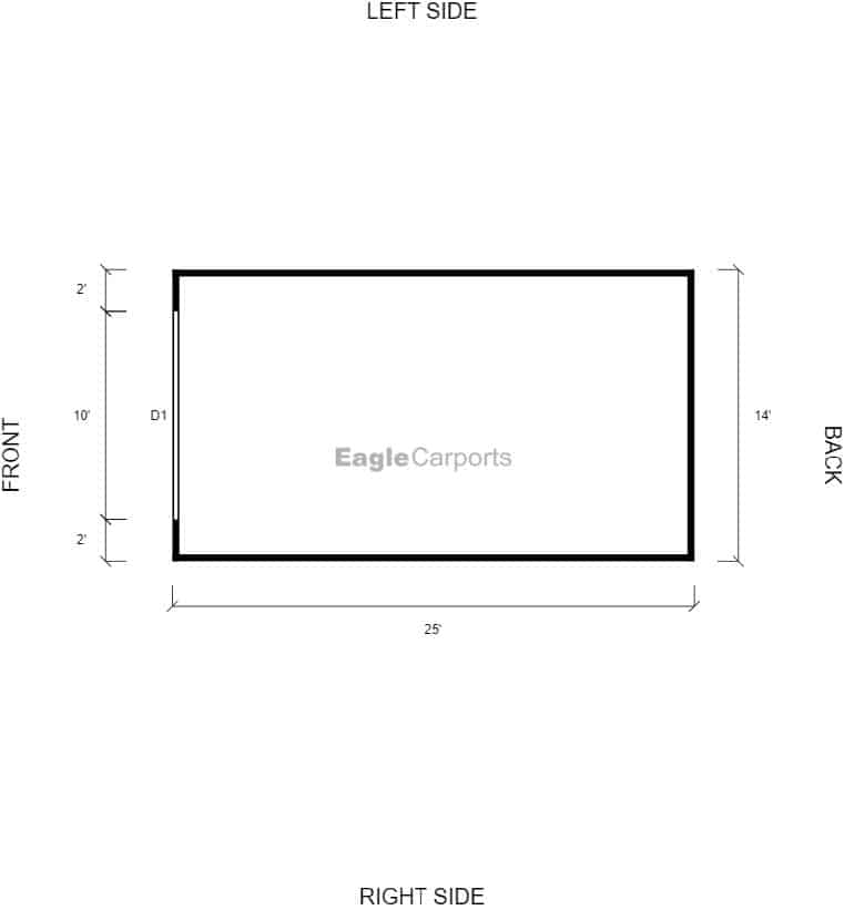 Featured Building 204 14x25x9 2D Floor Plan - Eagle Carports