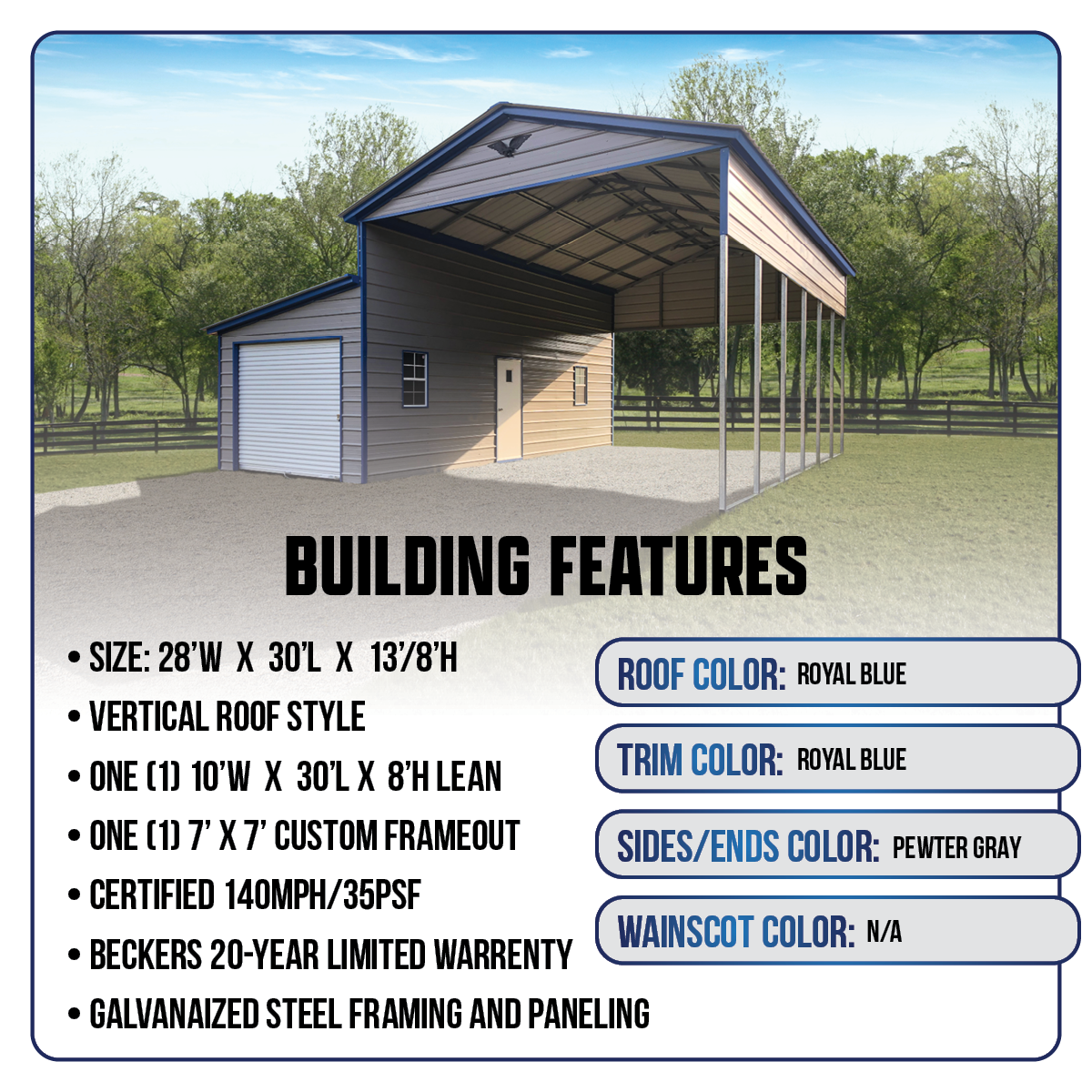 Featured Building 278 Details - Eagle Carports